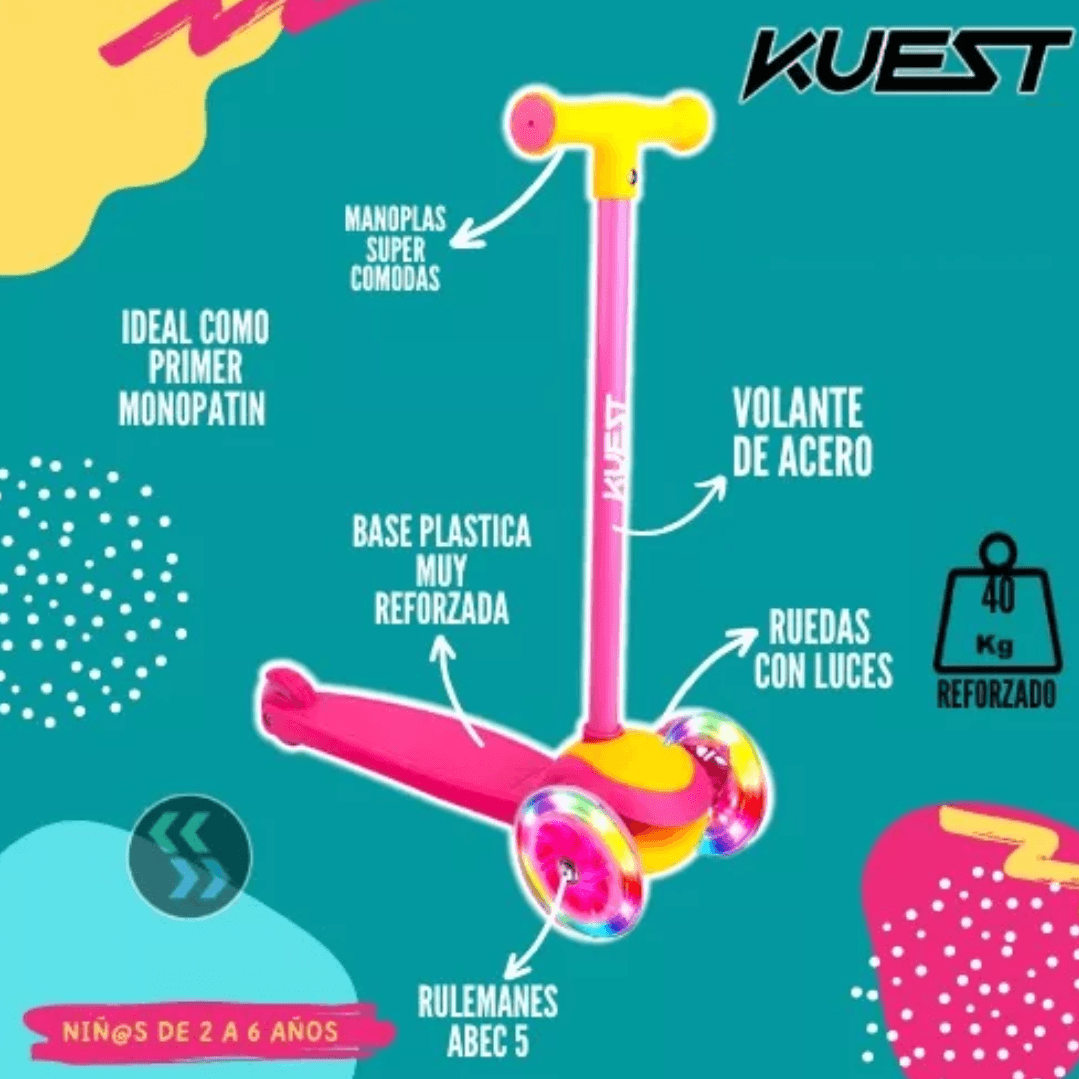 Monopatín Infantil 3 Ruedas con Luces Kuest - RMNI-001